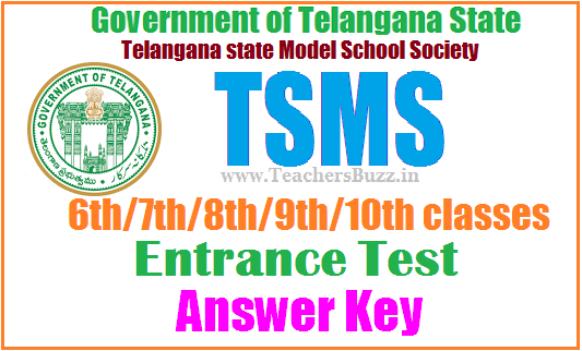 TSMS CET 2025 answer Key download for 6th/7th/8th/9th/10th TS Model ...