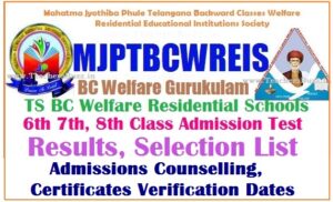 MJPTBCWREIS 6th,7th,8th,9th Results 2025 for TS BC Welfare Entrance ...